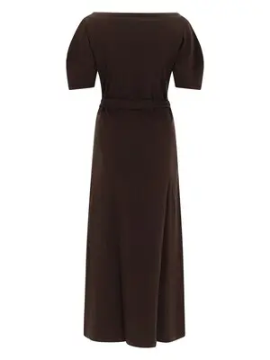 LEMAIRE Cotton And Linen Midi Dress - Brown