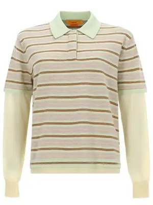 Guest In Residence Layered Stripe Rugby Polo Shirt - Green