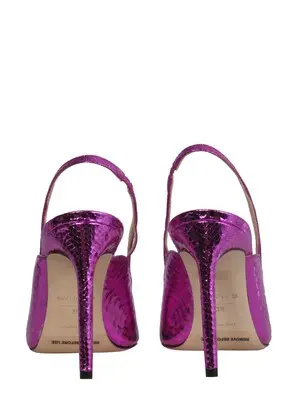 GIANNICO Leather Slingback Pumps - Fuchsia