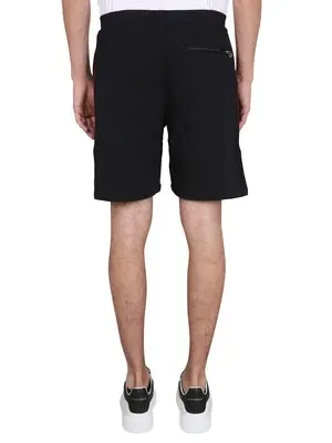 Alexander McQueen Bermuda Shorts With Logo Band - Black