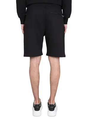 Alexander McQueen Bermuda Shorts With Graffiti Logo Print - Black