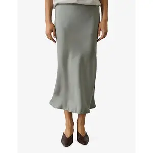 Soeur Fever Bias-cut Twill Midi Skirt - Vert D Eau