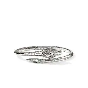 John Hardy Naga Flex Cuff With Diamonds And Blue Sapphires - Sterling Silver