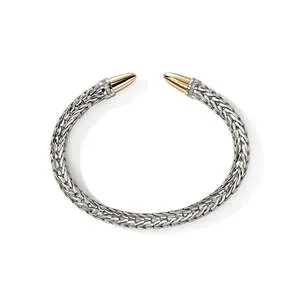 John Hardy Spear 5.0 Flex Cuff With Diamonds - Sterling Silver