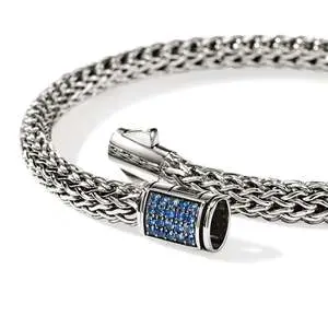 John Hardy Icon Chain Bracelet With Sapphire Clasp - Sterling Silver