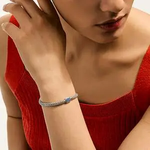 John Hardy Icon Chain Bracelet With Sapphire Clasp - Sterling Silver