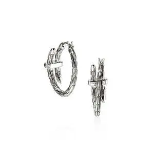 John Hardy Spear Hoop Earrings With Blue Sapphires, 22.5mm - Sterling Silver