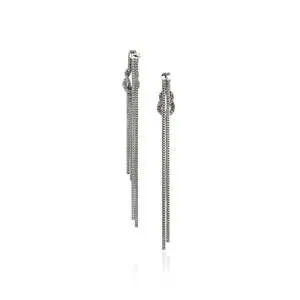 John Hardy Love Knot Diamond Drop Earrings - Sterling Silver