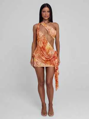 OUTCAST Miana Mini Dress Calile - Orange/print