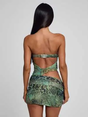 OUTCAST Lowen Printed Mini Dress With Beaded Chain