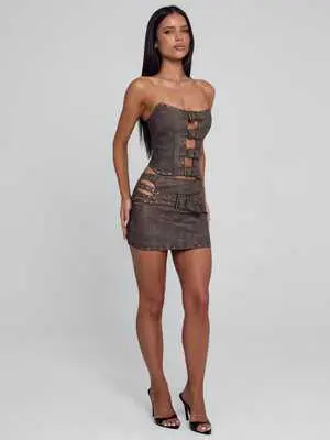 OUTCAST Rodeo Mini Skirt - Brown