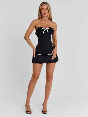 OUTCAST Mini Skirt With Lace And Bow Detail
