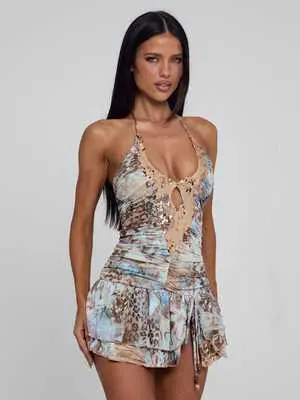 OUTCAST Mutia Mini Dress Alaska - Blue/print