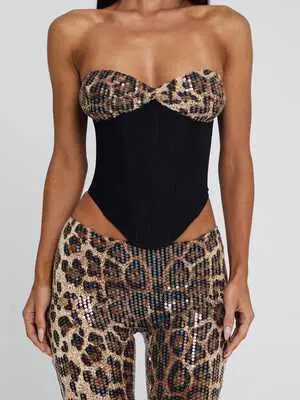 OUTCAST Eira Leopard Sequin Top