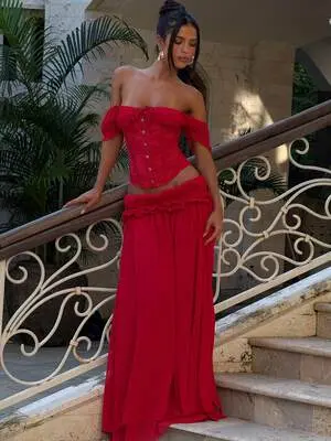 OUTCAST Lubela Maxi Skirt - Red