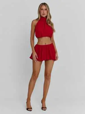 OUTCAST Anahi Halter Top - Red