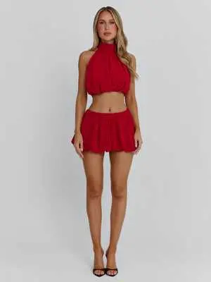 OUTCAST Anahi Halter Top - Red