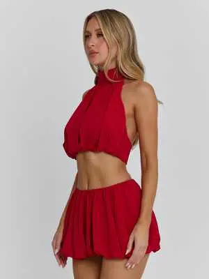 OUTCAST Anahi Halter Top - Red