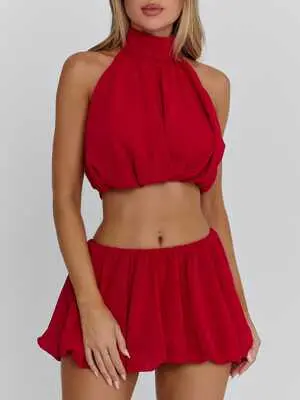OUTCAST Anahi Halter Top - Red