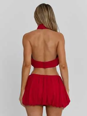 OUTCAST Anahi Halter Top - Red