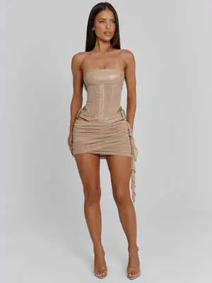 OUTCAST Strapless Mini Dress - Tan
