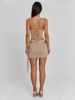 OUTCAST Strapless Mini Dress - Tan