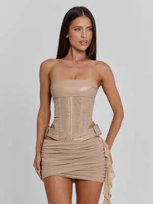 OUTCAST Strapless Mini Dress - Tan