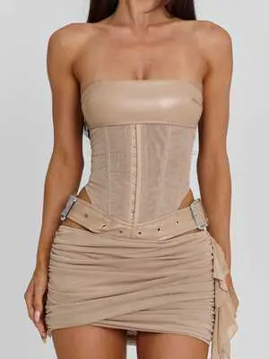 OUTCAST Strapless Mini Dress - Tan