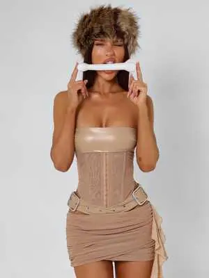OUTCAST Strapless Mini Dress - Tan