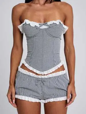 OUTCAST Junnie Gingham Short - Black
