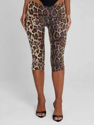 OUTCAST Eira Leopard Sequin Capri Pants
