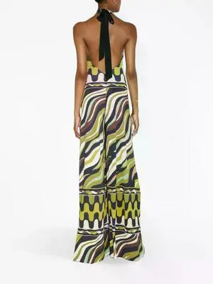Emilio Pucci Fiamme-print Halterneck Jumpsuit