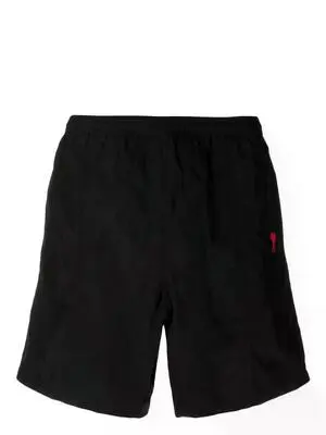 AMI Paris Embroidered-logo Swim Shorts - Black
