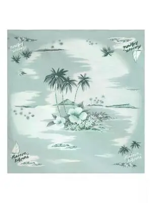 Maison Kitsuné Island-print Cotton Scarf - Blue