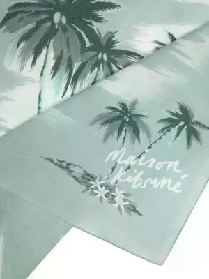 Maison Kitsuné Island-print Cotton Scarf