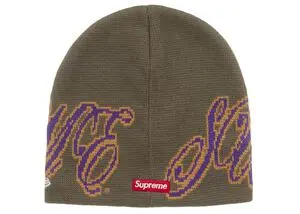 Supreme New Era Cursive Beanie - Olive