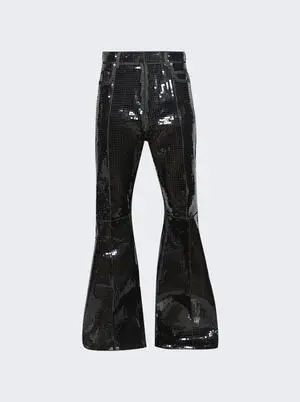 Rick Owens Bolan Bootcut Embroidered Denim Trousers - Black