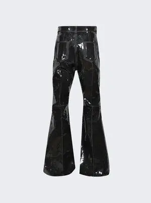 Rick Owens Bolan Bootcut Embroidered Denim Trousers - Black