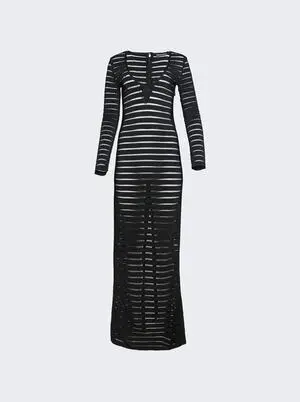 David Koma Cutout Striped Knit Gown