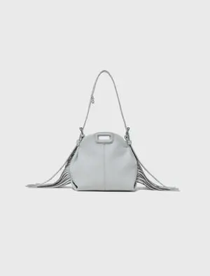 Maje Miss M Micro Grained Leather Bag - Light Grey