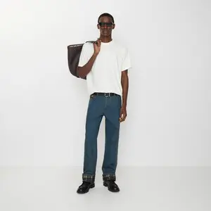 Burberry Straight Check Turn-up Jeans - Mid Blue