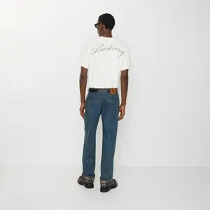 Burberry Straight Check Turn-up Jeans - Mid Blue