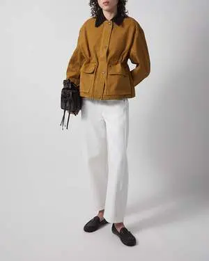Acne Studios Canvas Jacket With Leather Collar - Rost