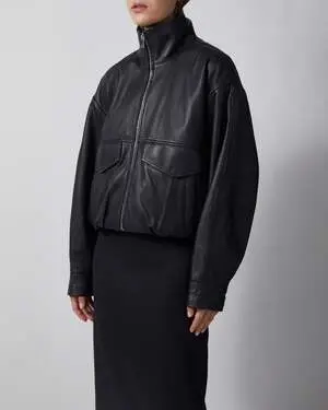 WAKAKUU Leather Bomber Jacket