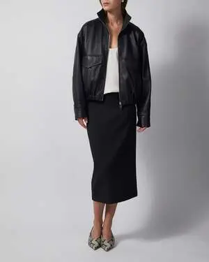 WAKAKUU Leather Bomber Jacket