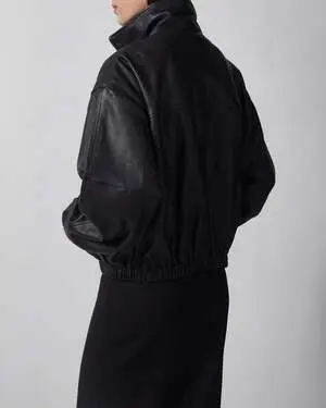 WAKAKUU Leather Bomber Jacket