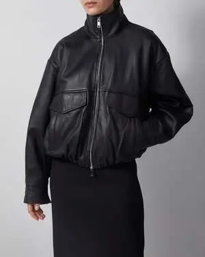 WAKAKUU Leather Bomber Jacket