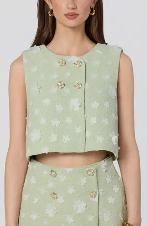Astr The Label Floral Appliqué Cropped Vest