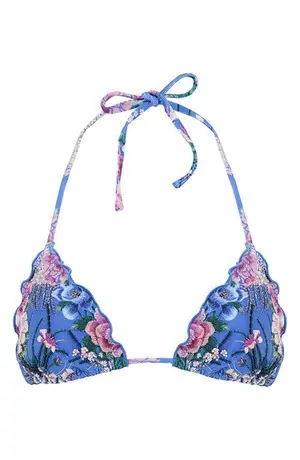 Agua Bendita Lolita Ivy Triangle Bikini Top - Blue