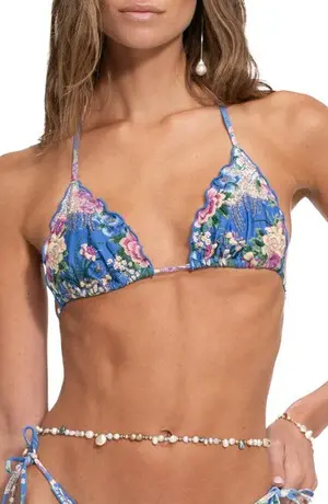 Agua Bendita Lolita Ivy Triangle Bikini Top - Blue